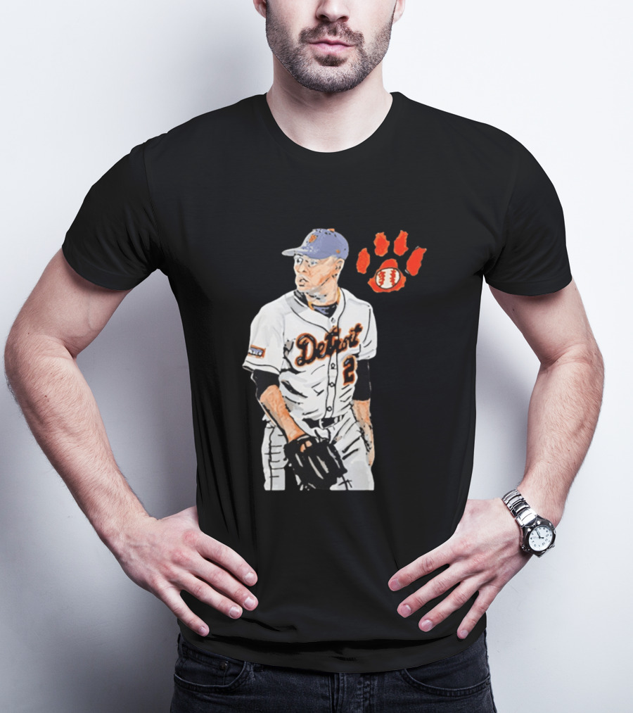 Detroit Tigers Tarik Skubal Baseball Cartoon Character With Paw Print And Baseball T-Shirt