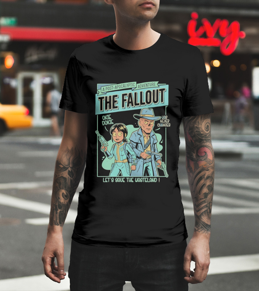 Lucy And Ghoul Post Apocalyptic Adventure Okie Dokie Let's Save The Wasteland Duo Fallout T-Shirt