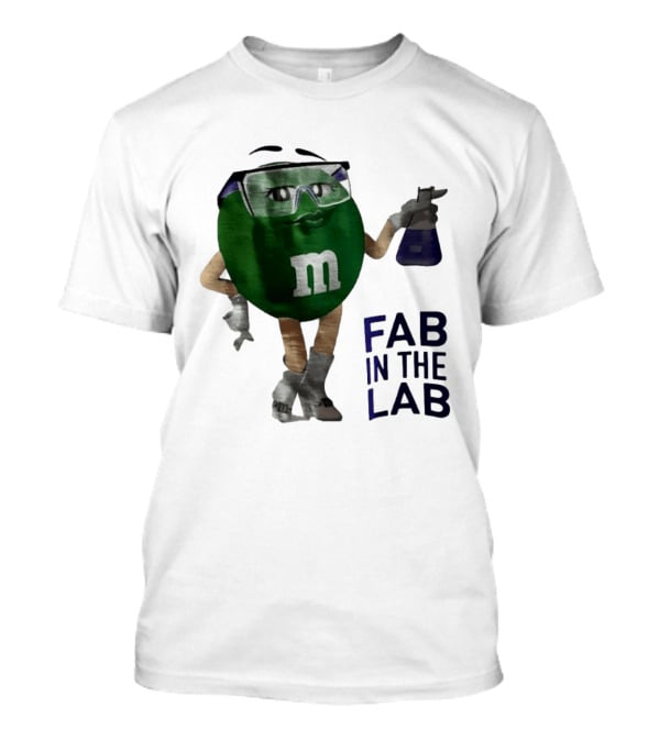 Green M&M Fab In The Lab Safety Goggles Flask T-Shirt