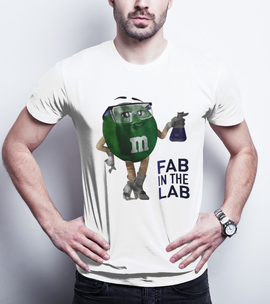 Green M&M Fab In The Lab Safety Goggles Flask T-Shirt