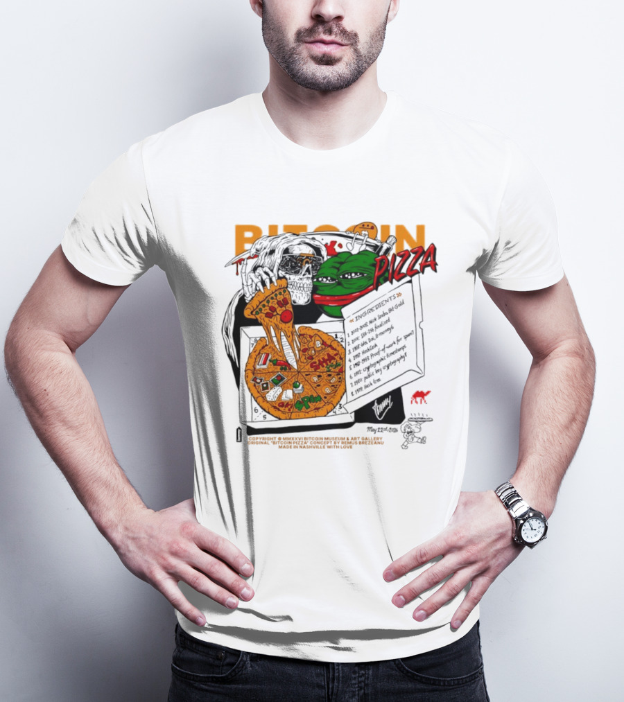 Kermit The Frog Pepe Pizza Ingredients Bitcoin Meme T-Shirt
