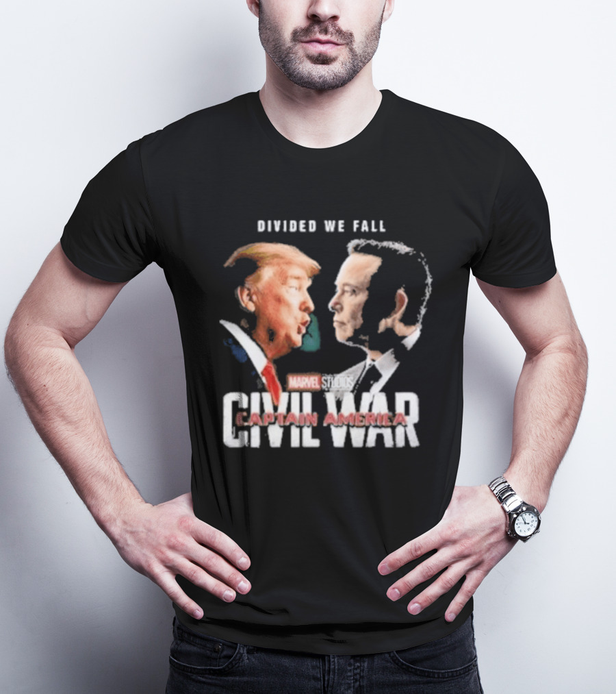 Marvel Studios Civil War Divided We Fall Captain America Trump Vs Elon T-Shirt
