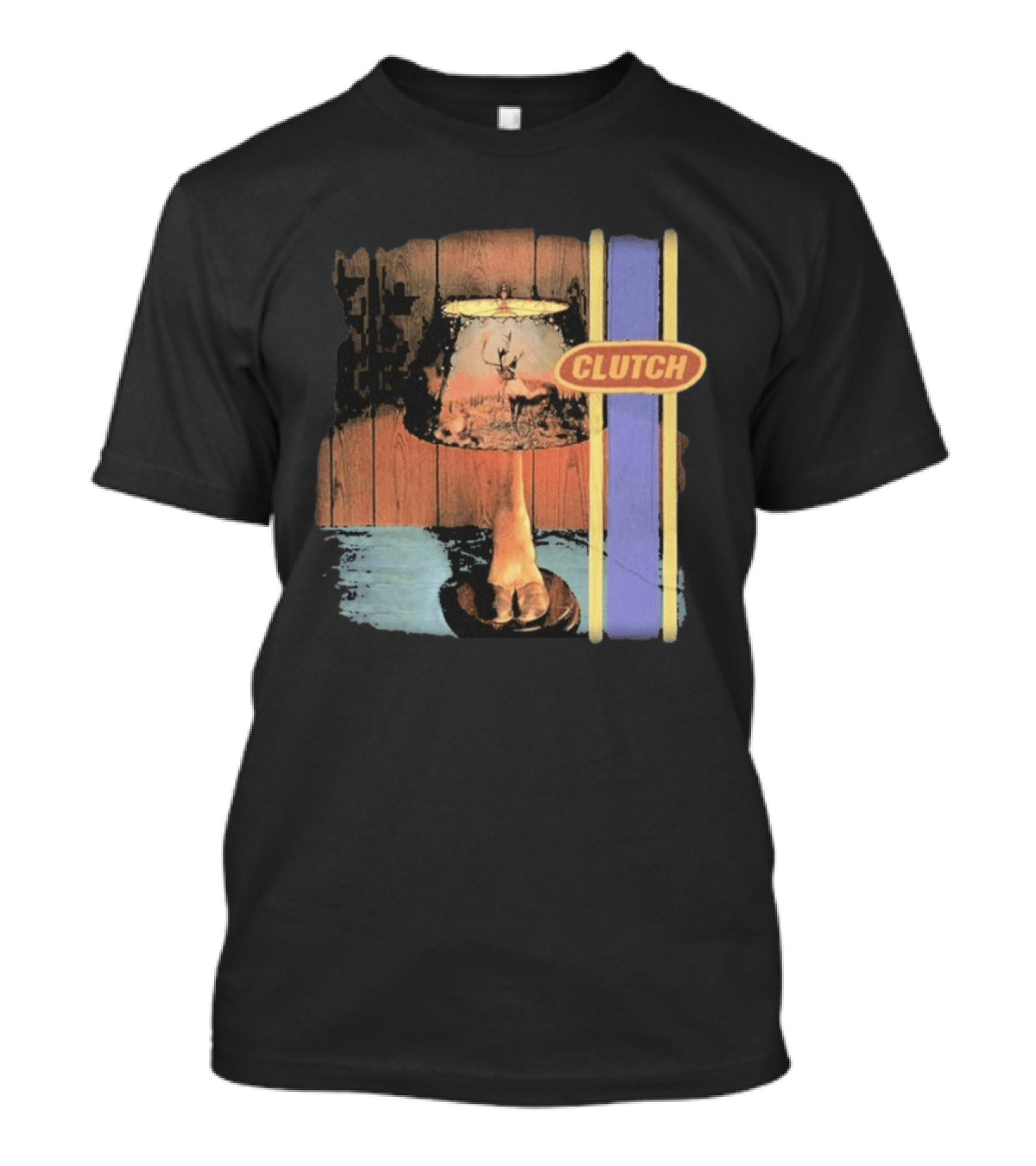 Clutch Transnational Speedway League Lamp Imagery With Deer And Wood Paneling T-Shirt