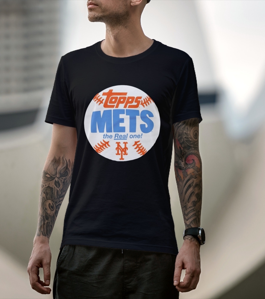 New York Mets Topps The Real One Baseball Shape T-Shirt