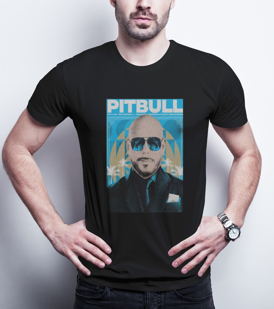 Pitbull West Palm Beach FL May 14 2026 ITHINK Financial Amphitheatre Tour South Florida Fairgrounds T-Shirt