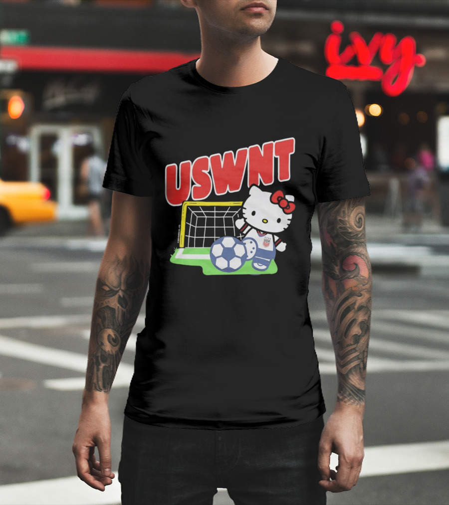 USWNT Hello Kitty Soccer Goal Collaboration USA Soccer Team T-Shirt