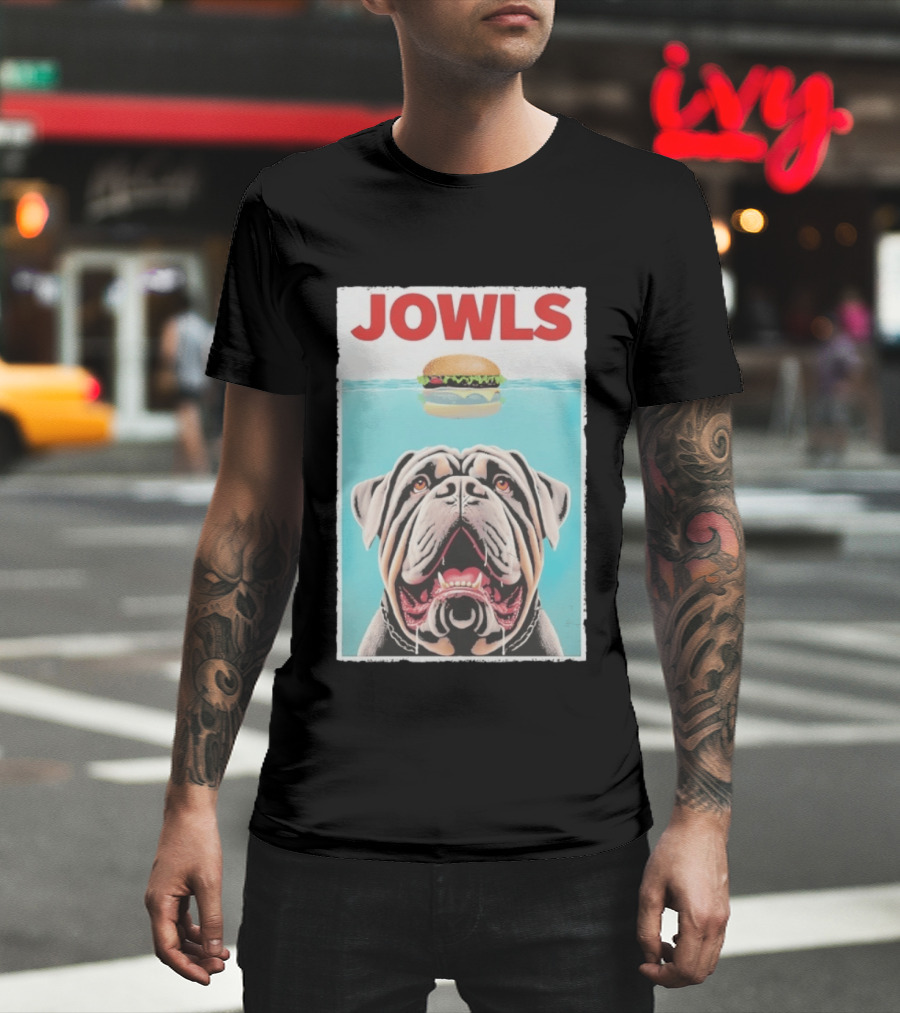 Jowls Mastiff Burger Floating Above Water T-Shirt