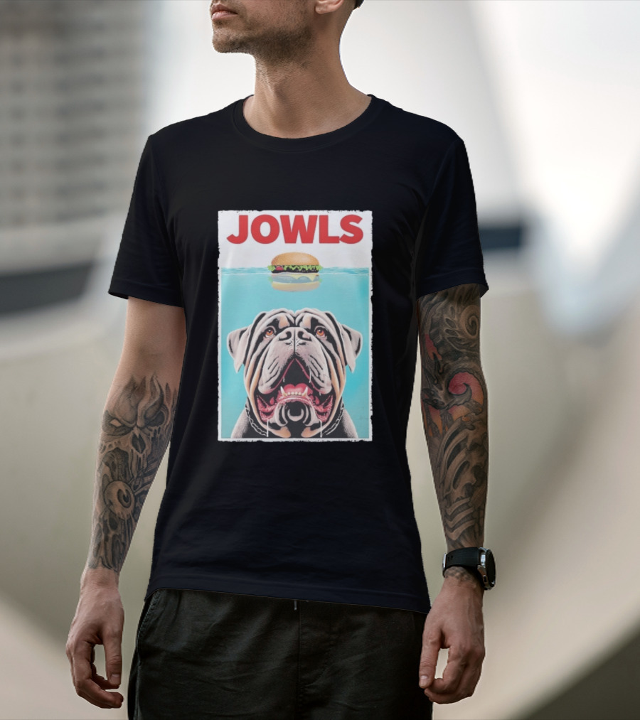 Jowls Mastiff Burger Floating Above Water T-Shirt