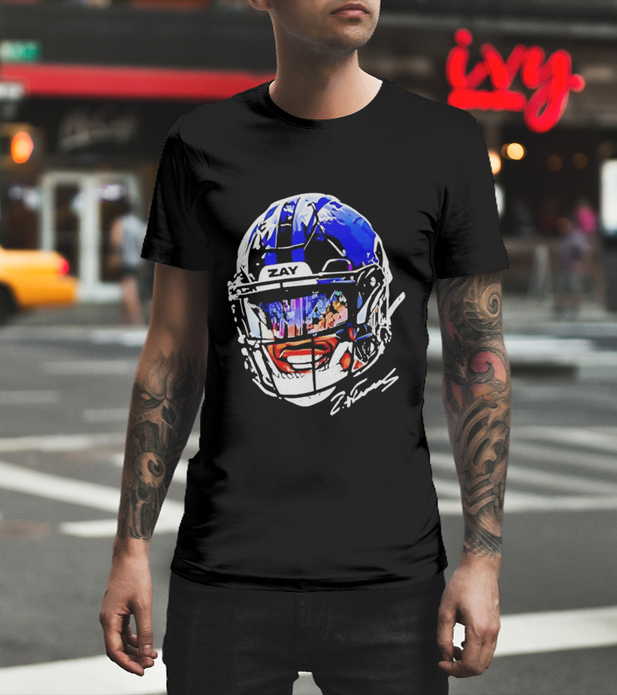Zay Flowers Baltimore Ravens Big Face Helmet T-Shirt