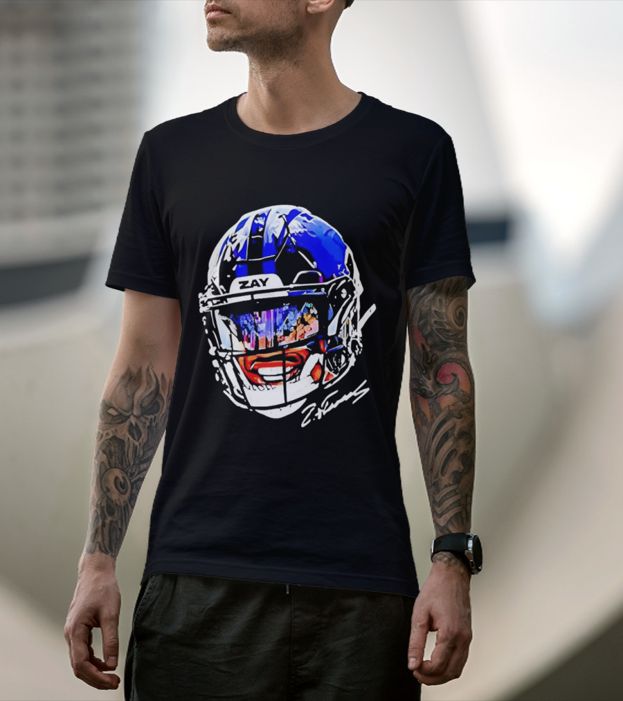 Zay Flowers Baltimore Ravens Big Face Helmet T-Shirt