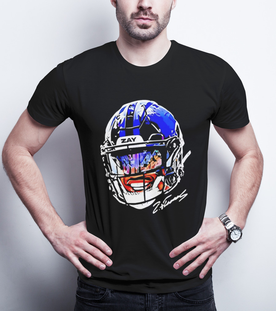Zay Flowers Baltimore Ravens Big Face Helmet T-Shirt