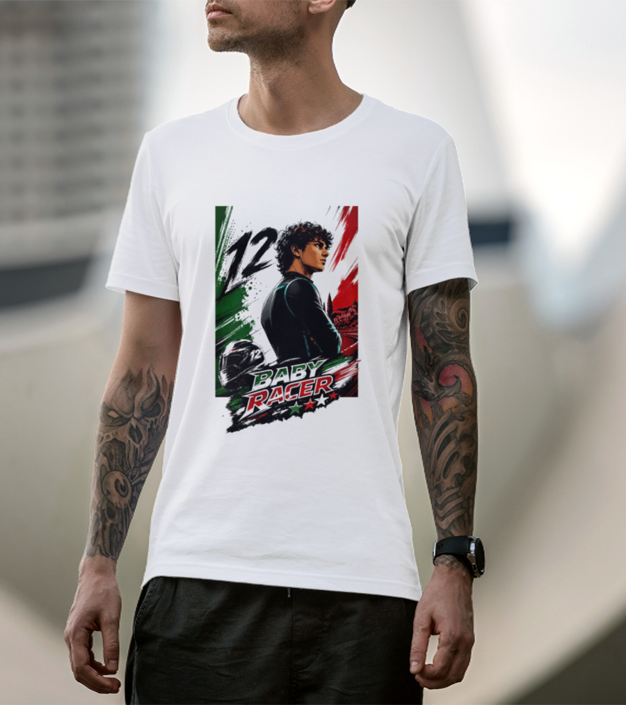 12 Baby Racer Italy Flag Motorcycle Racing Art With Italian T-Shirt