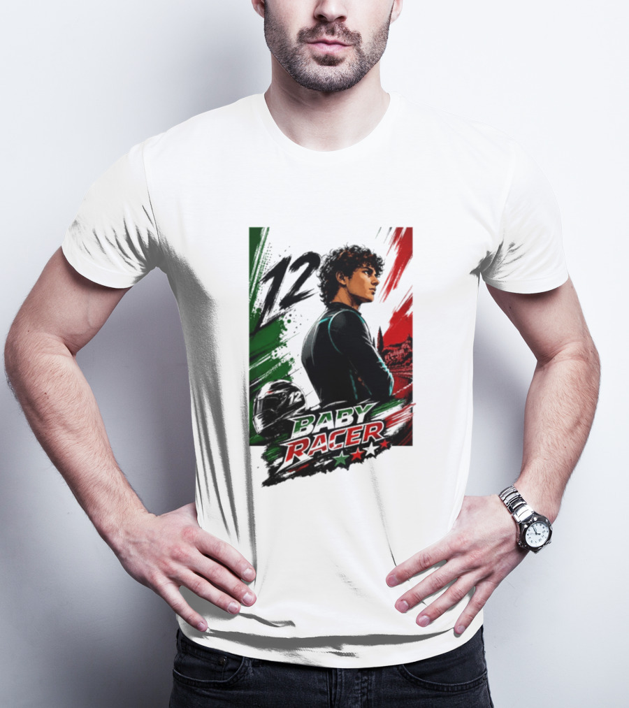 12 Baby Racer Italy Flag Motorcycle Racing Art With Italian T-Shirt
