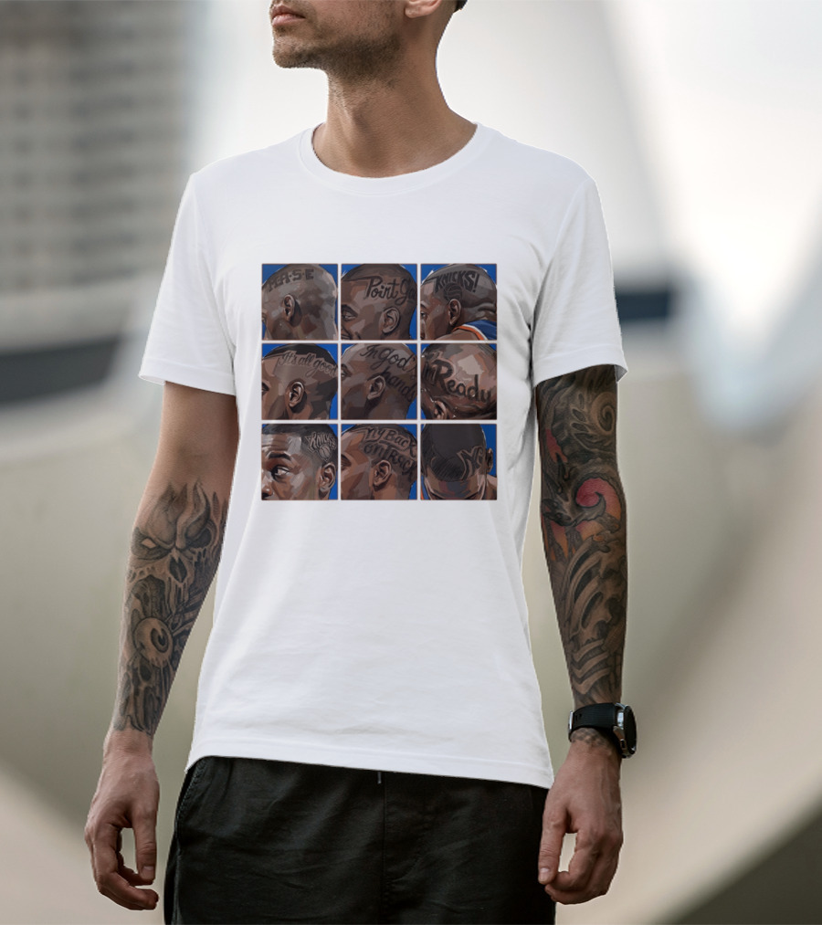 Baseline Cuts Knicks Players Hair Art 2026 Quotes And Logos T-Shirt
