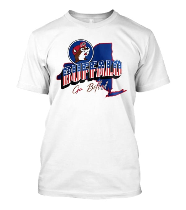 Buffalo Bills Buc Ee's Patriotic Go Bills Map T-Shirt