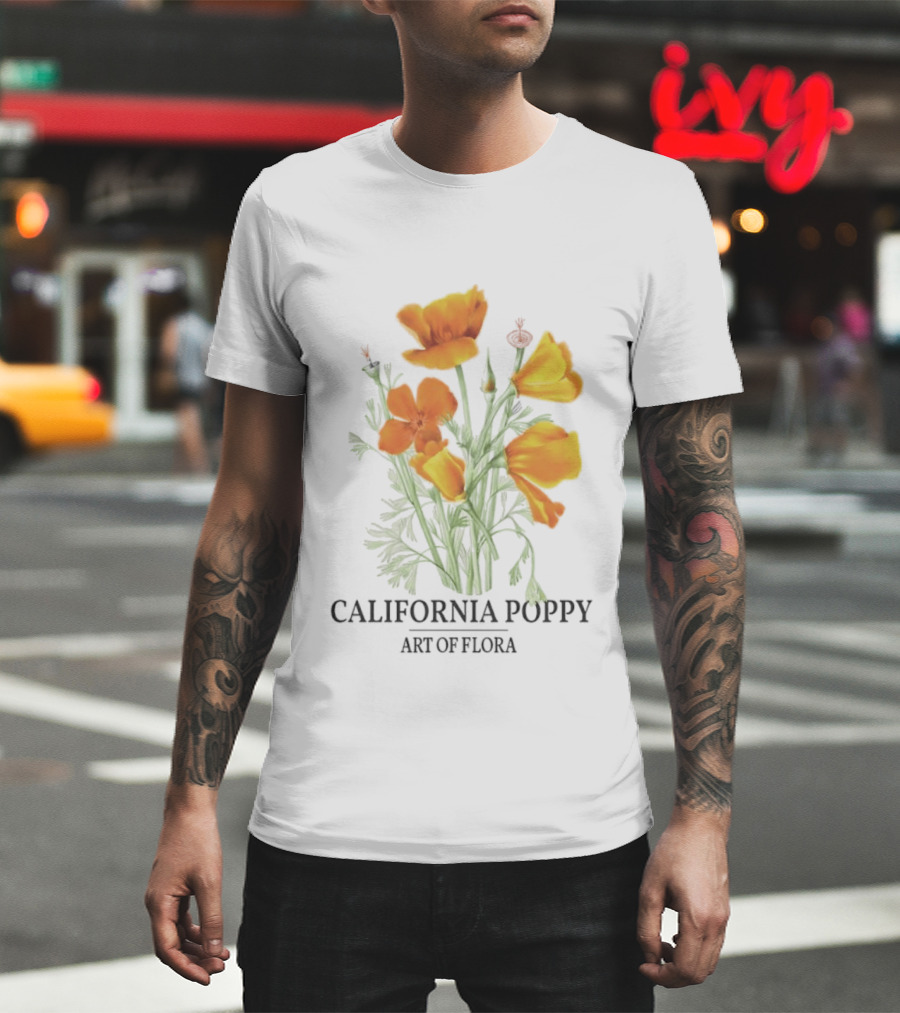 California Poppy Art Of Flora Botanical Nature T-Shirt