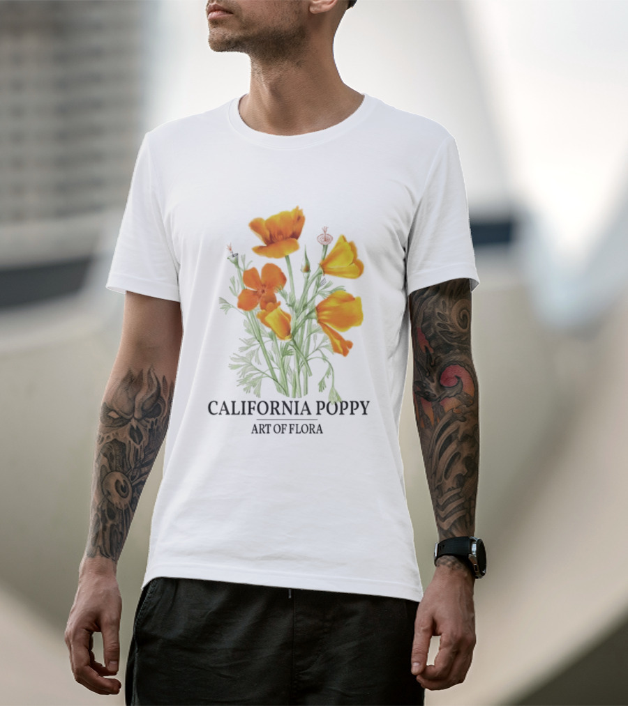 California Poppy Art Of Flora Botanical Nature T-Shirt