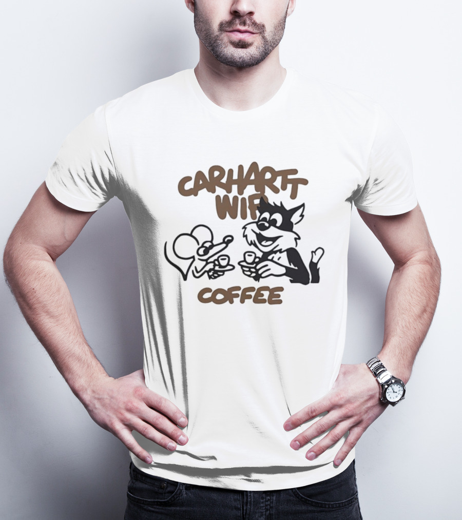 Carhartt Wifi Coffee Mouse Cat Drinking Coffee T-Shirt