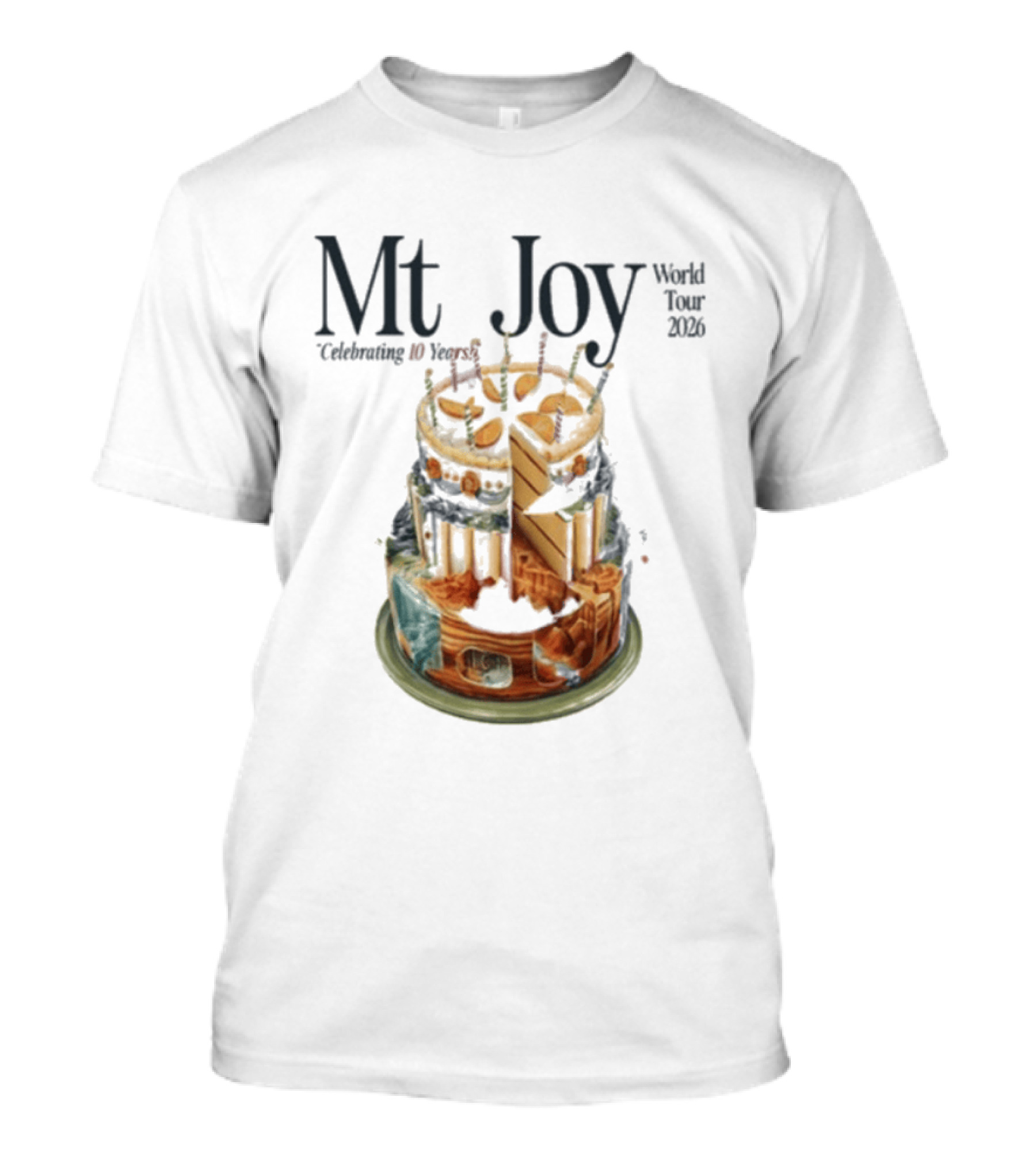Mt. Joy Celebrating 10 Years World Tour 2026 Cake T-Shirt