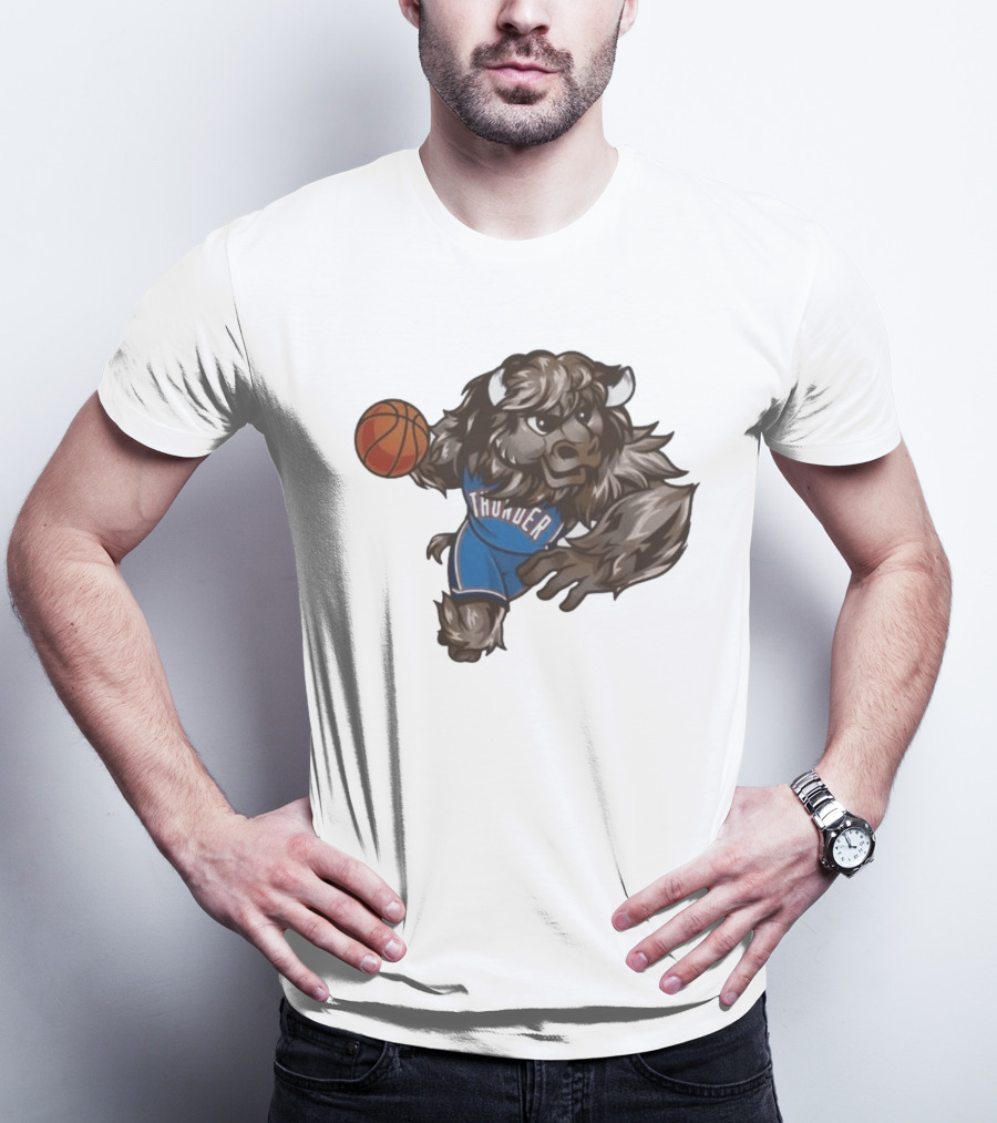 Oklahoma City Thunder Rumble The Bison Basketball Mascot Fun T-Shirt