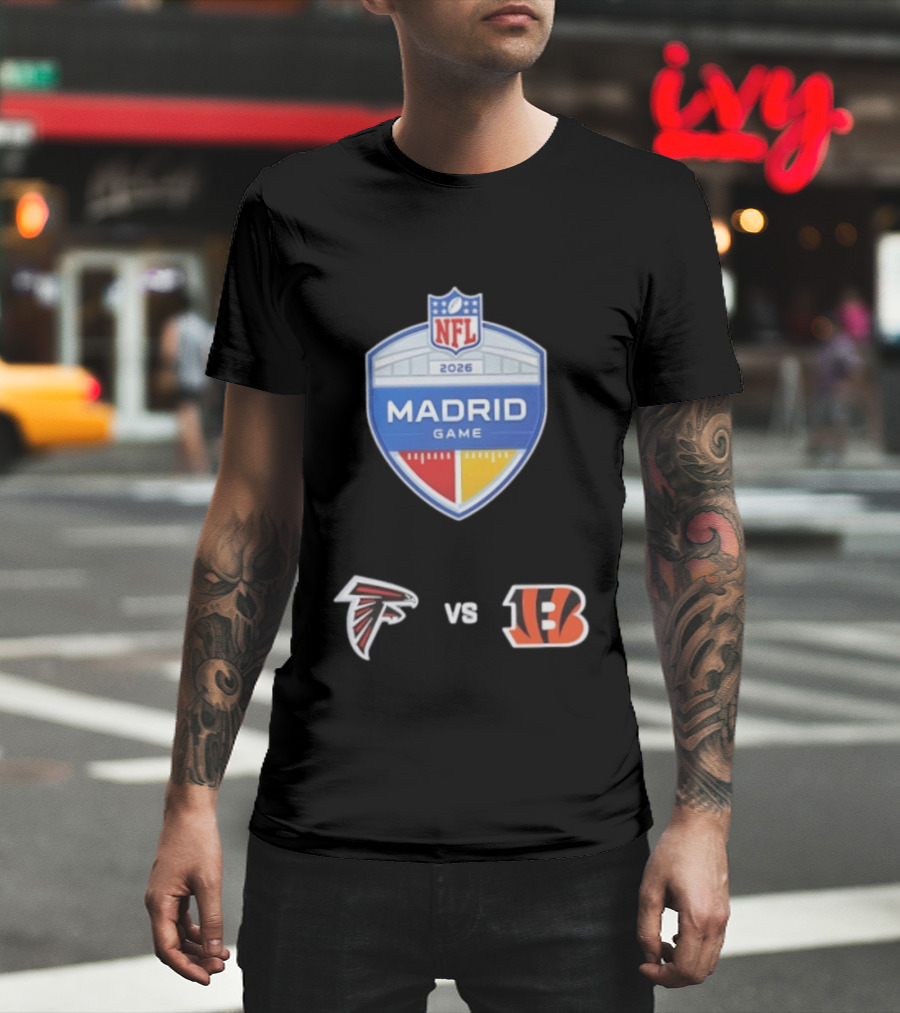 Atlanta Falcons Vs Cincinnati Bengals NFL 2026 Madrid Game Matchup T-Shirt