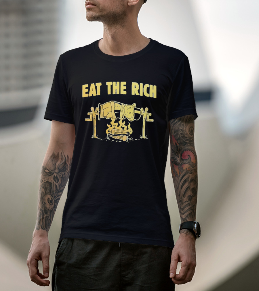 Eat The Rich Monopoly Man Over Campfire Satire T-Shirt