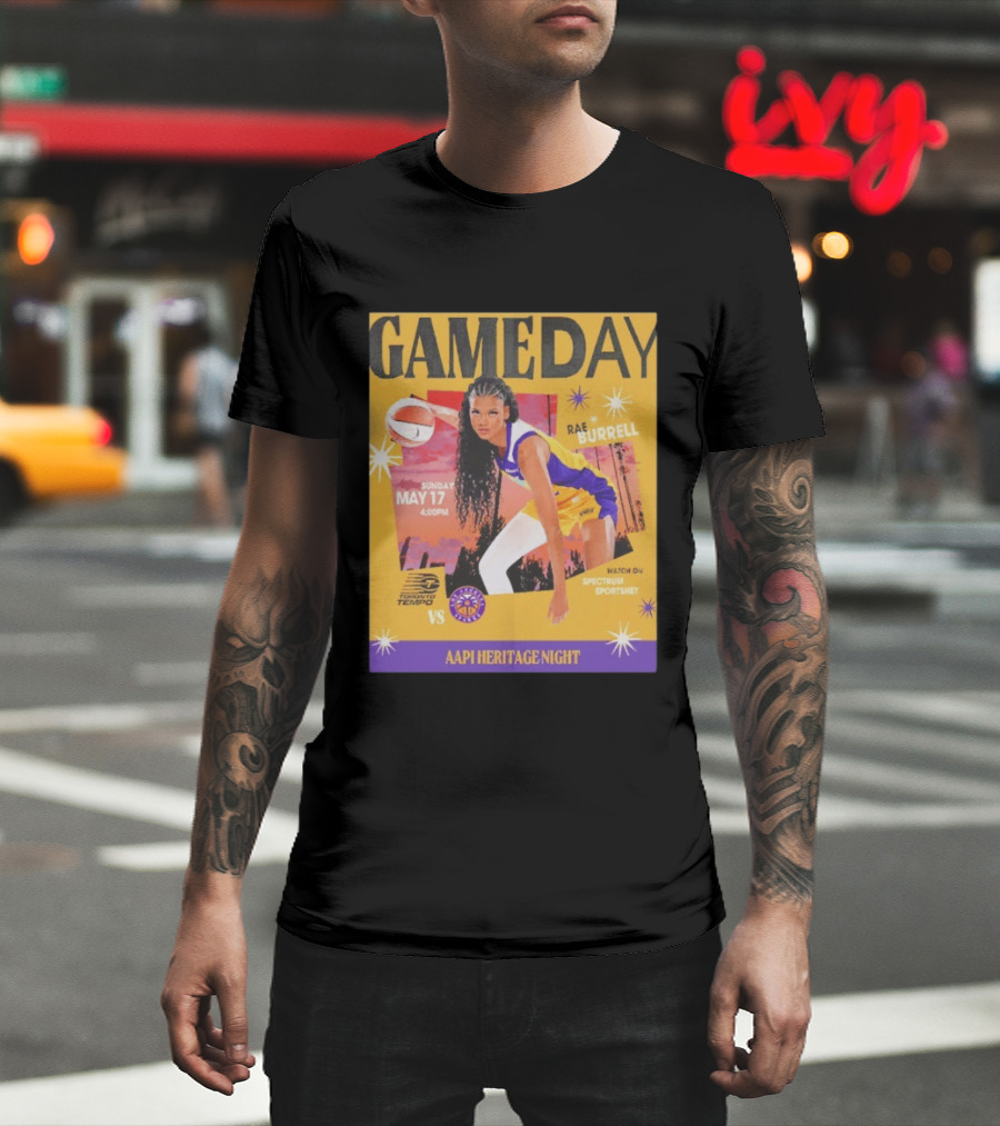 Gameday Rae Burrell Los Angeles Sparks Vs Toronto Tempo AAPI Heritage Night May 17 4:00PM Spectrum SportsNet T-Shirt