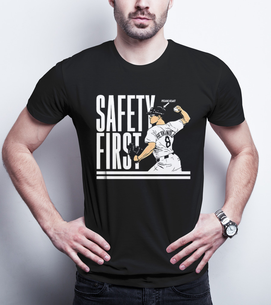 Kike Hernandez Safety First Number 8 Dodgers Baseball T-Shirt