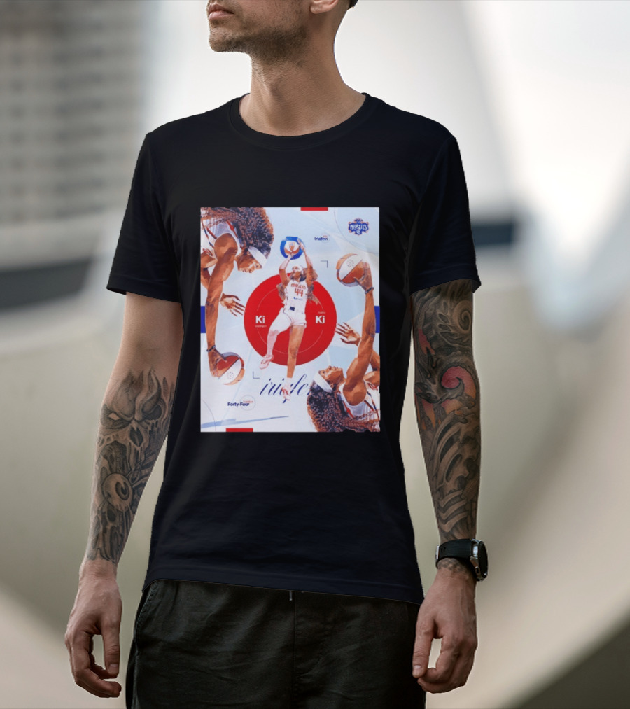 Washington Mystics Player Kiki Iriafen Number Forty Four Basketball Action Montage T-Shirt