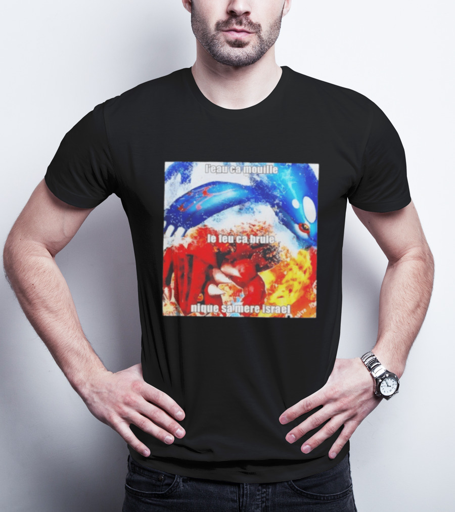 L'eau Ca Mouille Le Feu Ca Brule Nique Sa Mere Israel Kyogre Groudon T-Shirt
