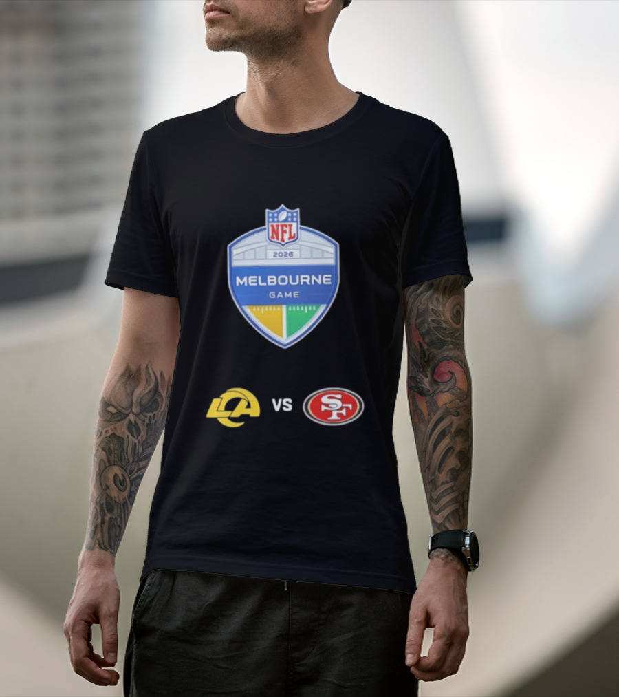 NFL 2026 Melbourne Game Los Angeles Rams Vs San Francisco 49ers Matchup T-Shirt