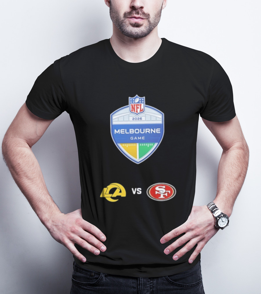 NFL 2026 Melbourne Game Los Angeles Rams Vs San Francisco 49ers Matchup T-Shirt