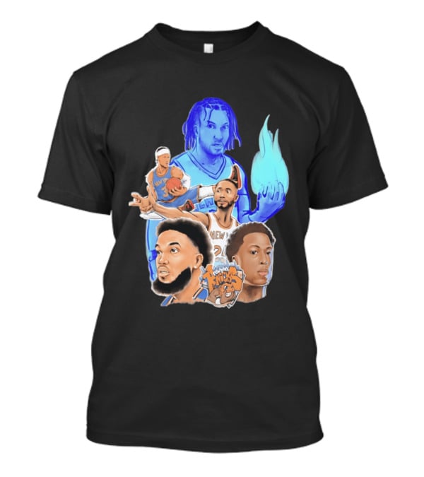 New York Knicks Basketball Stars Collage With Team Logo And Players T-Shirt