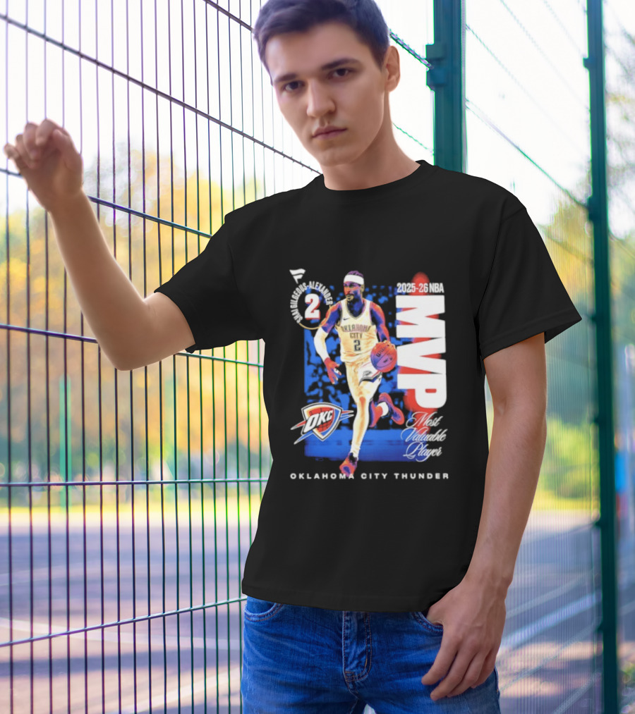 Oklahoma City Thunder Shai Gilgeous Alexander 2025 26 NBA MVP 2 Basketball Legend T-Shirt