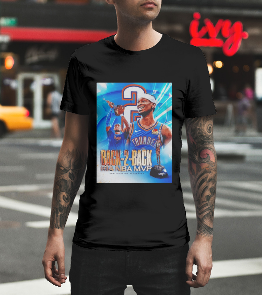 Shai Gilgeous Alexander OKC Thunder Back 2 Back Kia NBA MVP T-Shirt