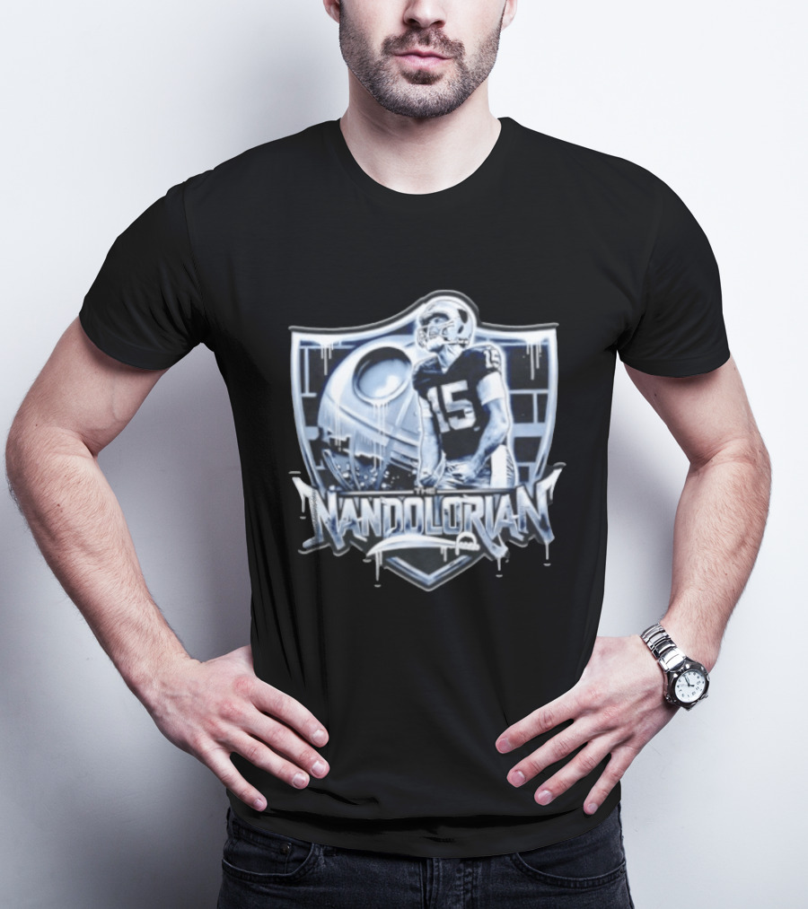 The Nandolorian Las Vegas Raiders Fernando Mendoza Quarterback 15 Star Wars Mandalorian T-Shirt