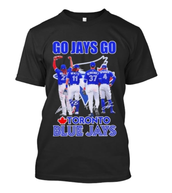 Go Jays Go Toronto Blue Jays Bichette Guerrero Hernandez Springer Autographed Baseball T-Shirt