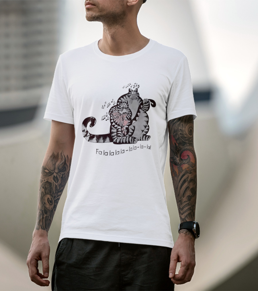 B. Kliban Cat Fa La La La La La La Singing Holiday Cat T-Shirt