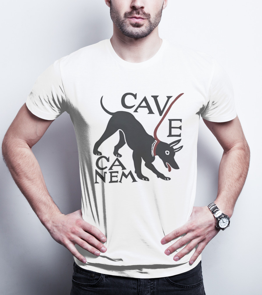 Cave Canem Beware Of The Dog Black Dog T-Shirt