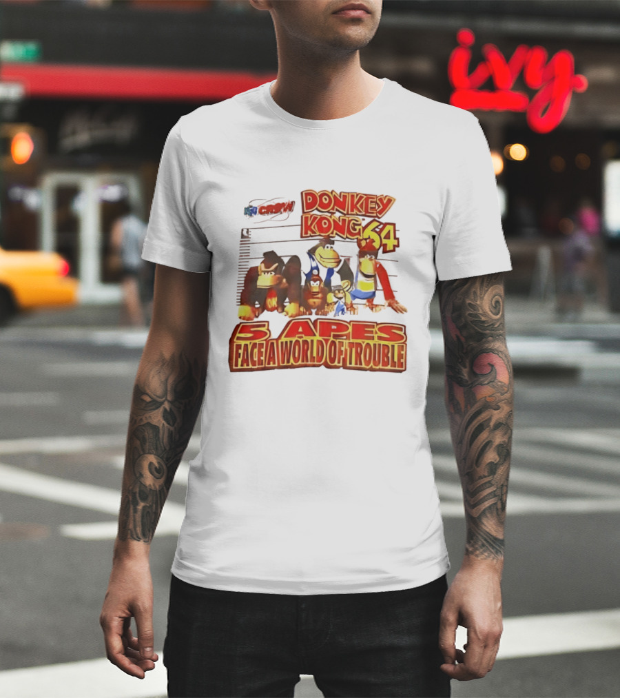Donkey Kong 64 Five Apes Face A World Of Trouble T-Shirt