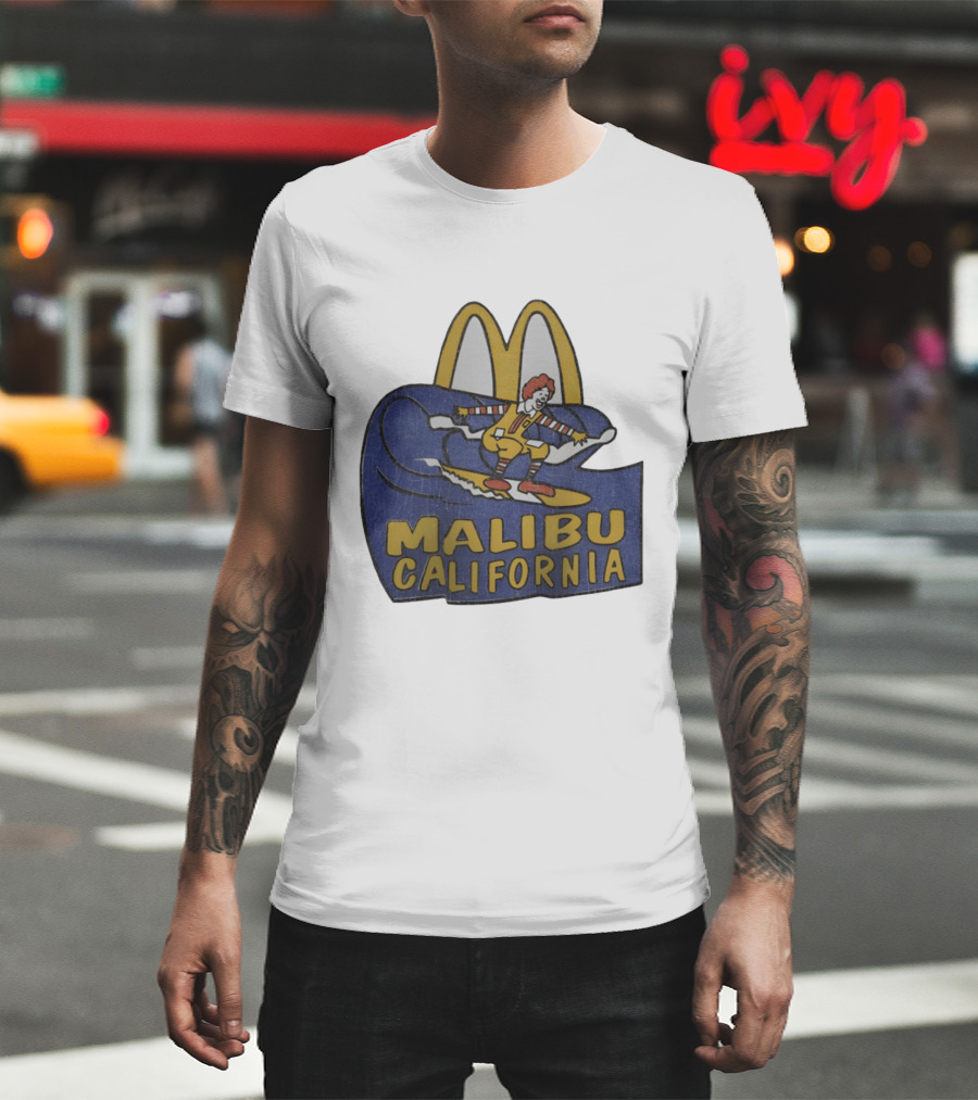 Malibu California Rare Ronald McDonald Surfing McDonald's Golden Arches T-Shirt