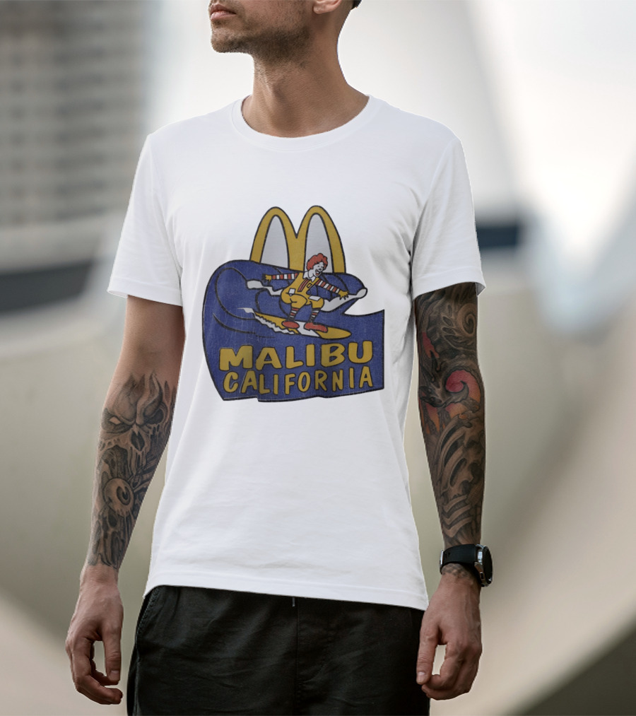 Malibu California Rare Ronald McDonald Surfing McDonald's Golden Arches T-Shirt
