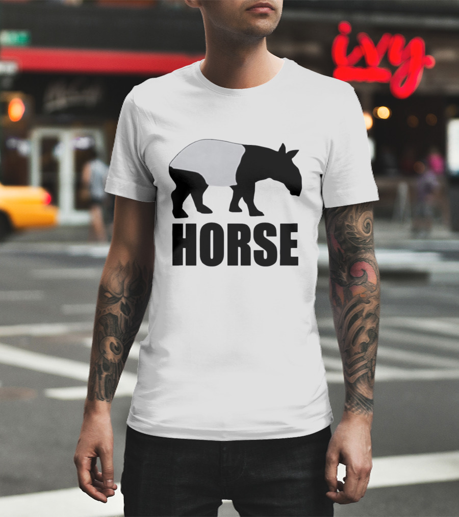 Mislabeled Animal Tapir Silhouette With Horse Text Optical Illusion T-Shirt