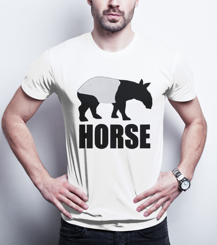 Mislabeled Animal Tapir Silhouette With Horse Text Optical Illusion T-Shirt