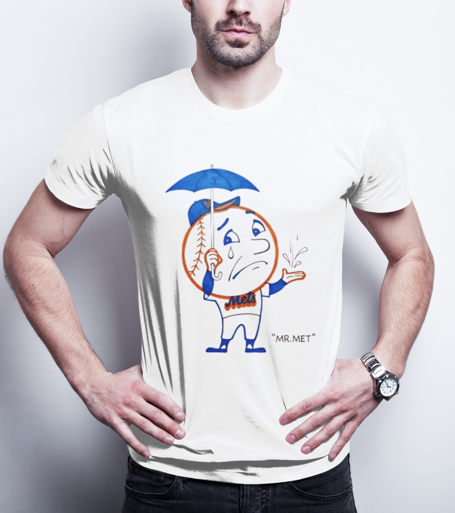Mr Met New York Mets Rainy Day Mascot Umbrella Splash T-Shirt