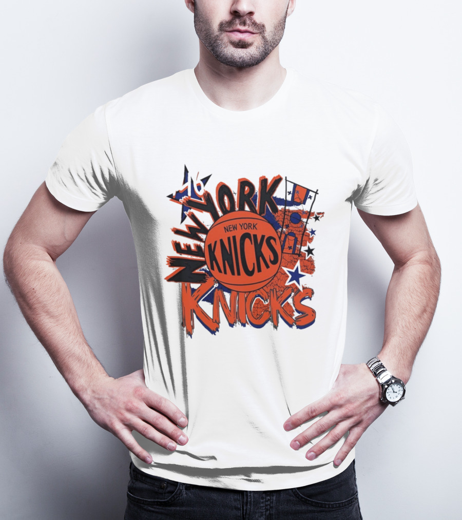 New York Knicks Vintage Basketball 46 Stars And Skyline T-Shirt