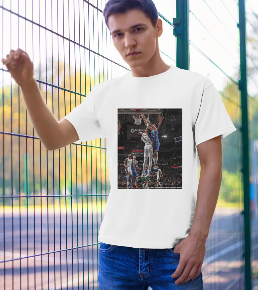 Victor Wembanyama San Antonio Spurs Dunk Vs Oklahoma City NBA Action T-Shirt