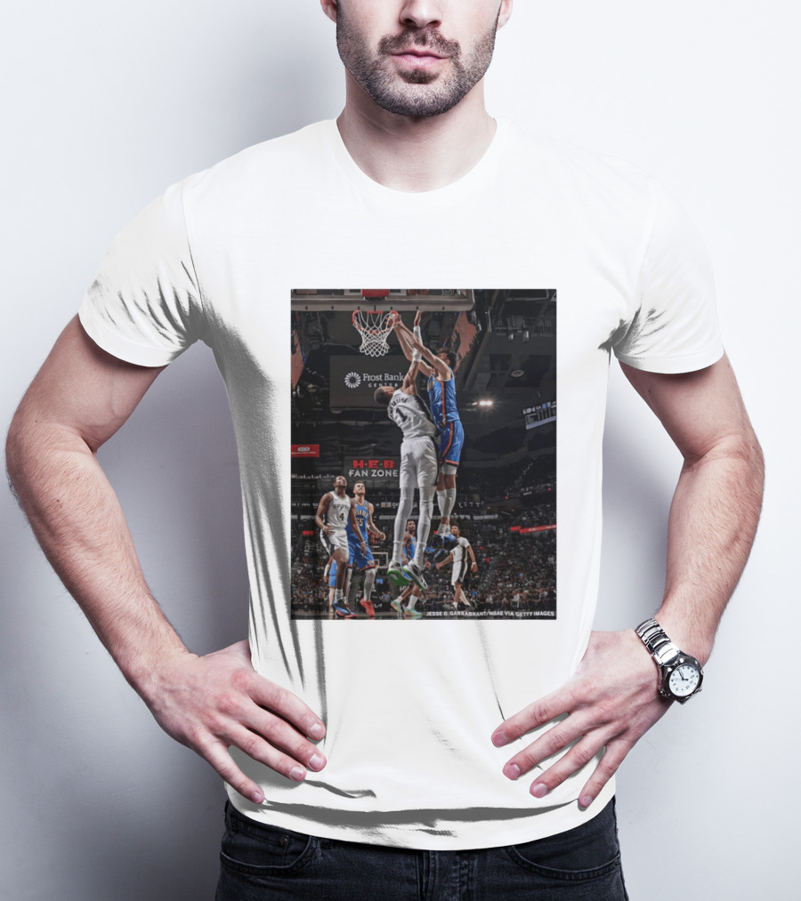 Victor Wembanyama San Antonio Spurs Dunk Vs Oklahoma City NBA Action T-Shirt
