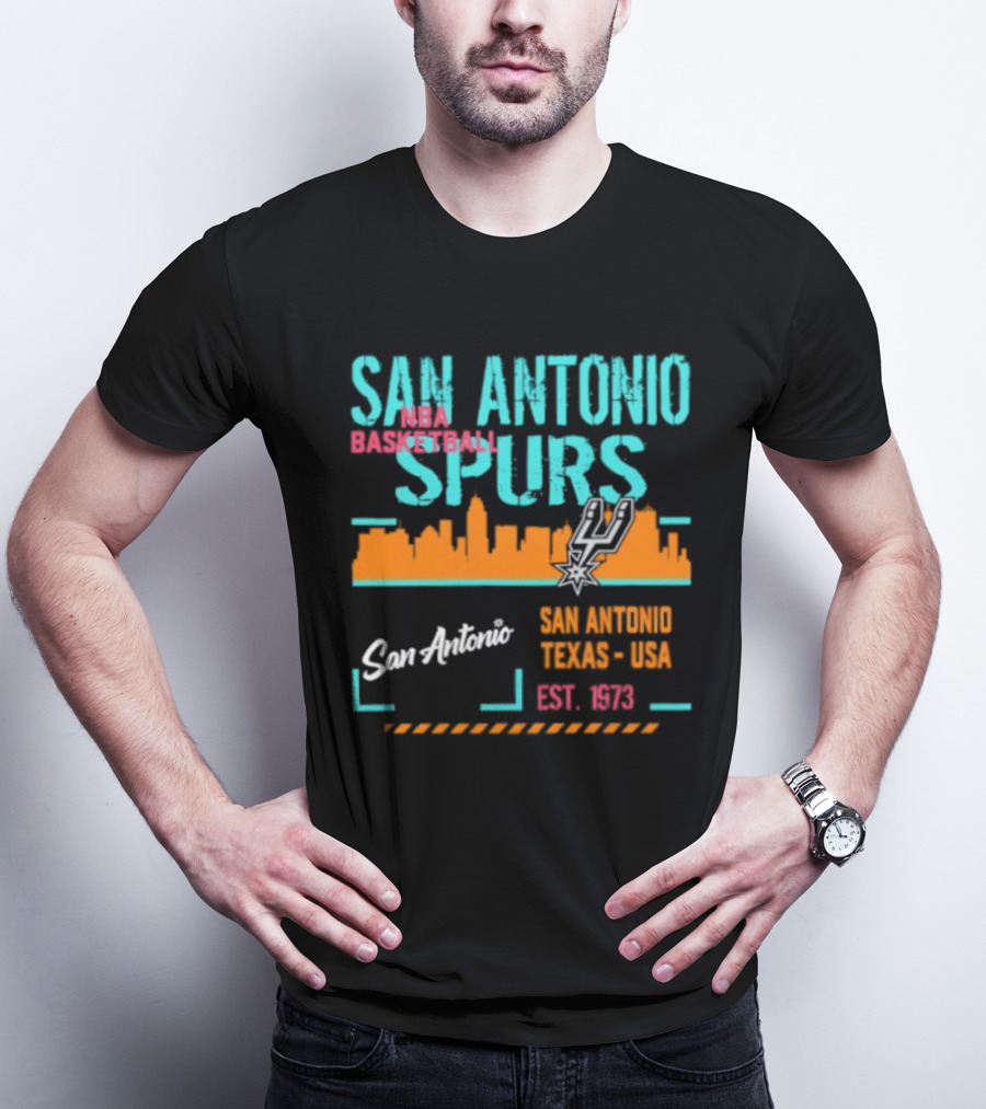 San Antonio Spurs NBA Basketball Skyline 1973 Est. Team Essentials T-Shirt