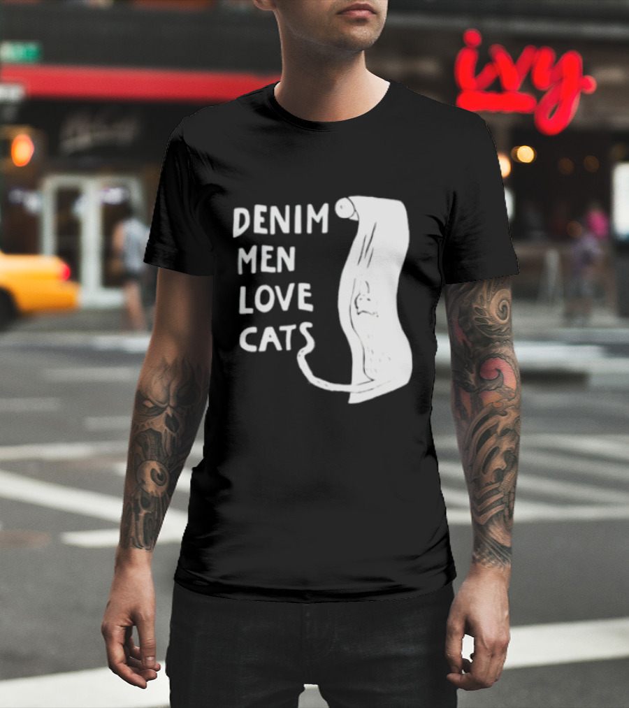 Denim Men Love Cats Fashion T-Shirt